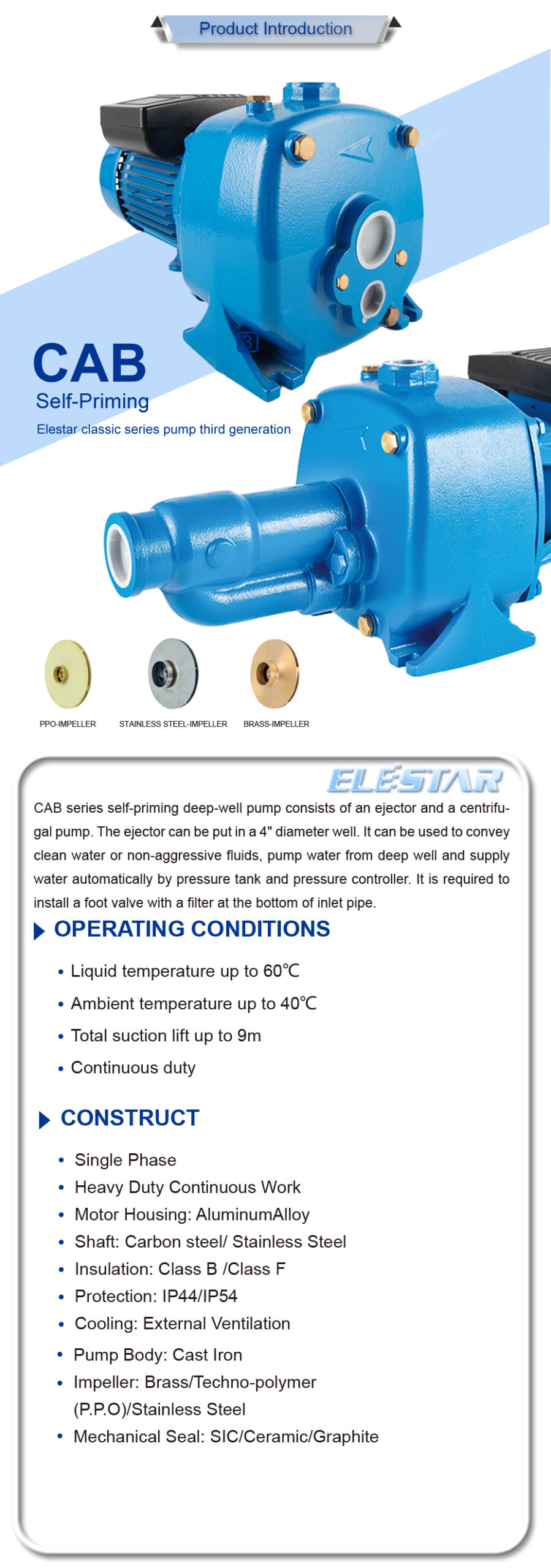 CAB/NGL Deep Well Water Pump - Fujian Elestar Water Pumps - Your Trusted Partner in Water Solutions!