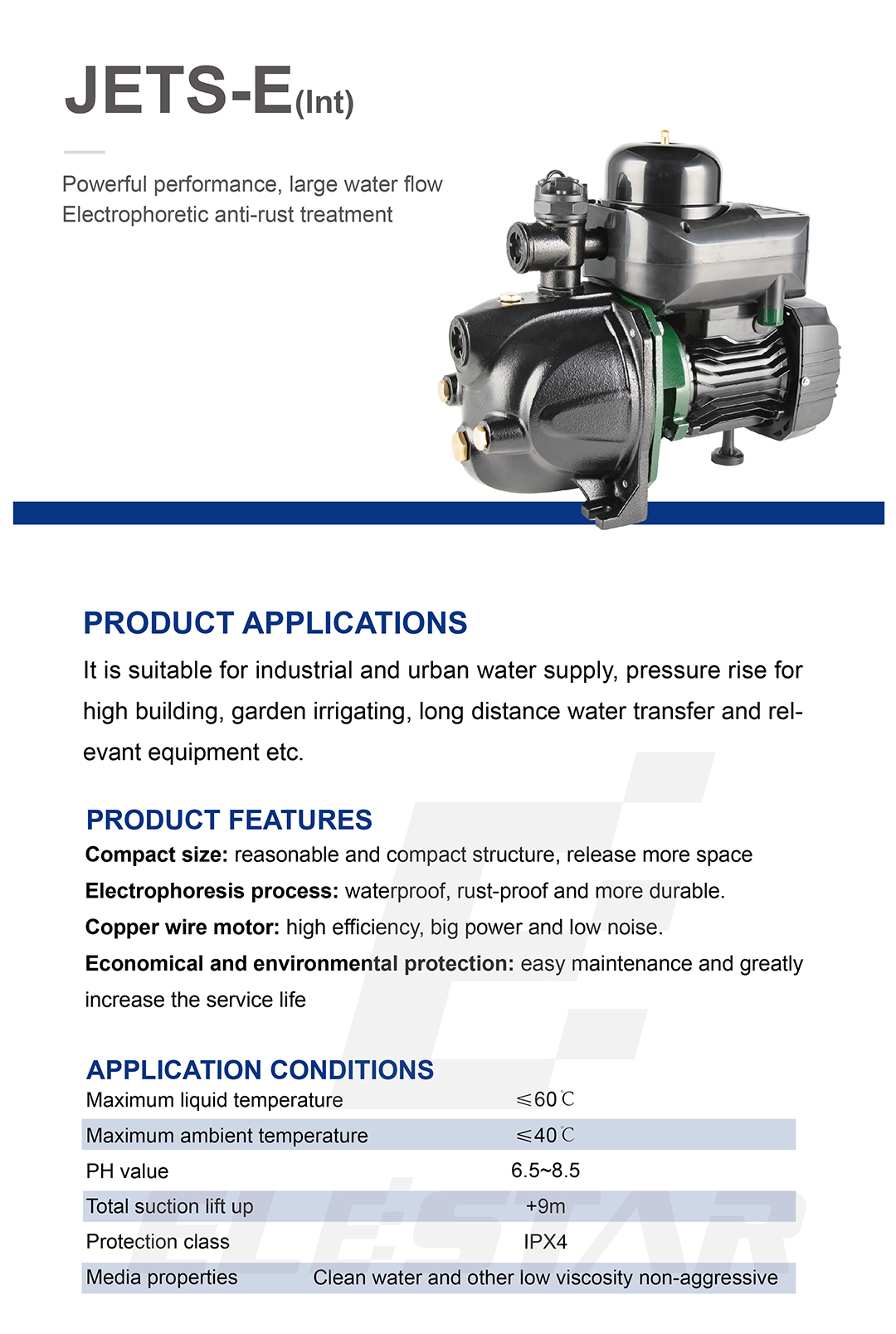 JETS-E-AT Self-Priming Water pump - Elestar Pumps - Your Trusted ...